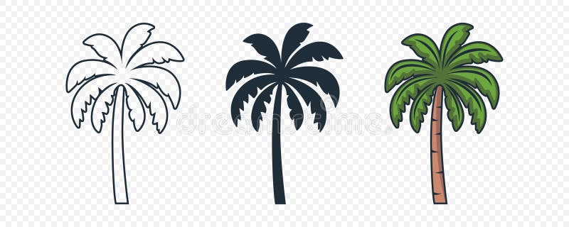 Vector Palm Trees, Palm Tree Icon Set Isolated. Design Template for ...