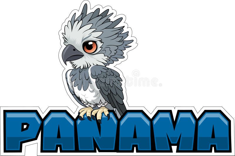 Vector Panama Sticker with a Harpy Eagle Stock Vector - Illustration of ...