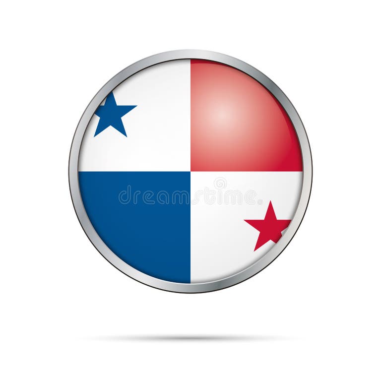 Vector Panamese Flag Button. Panama Flag in Glass Button Style. Stock ...