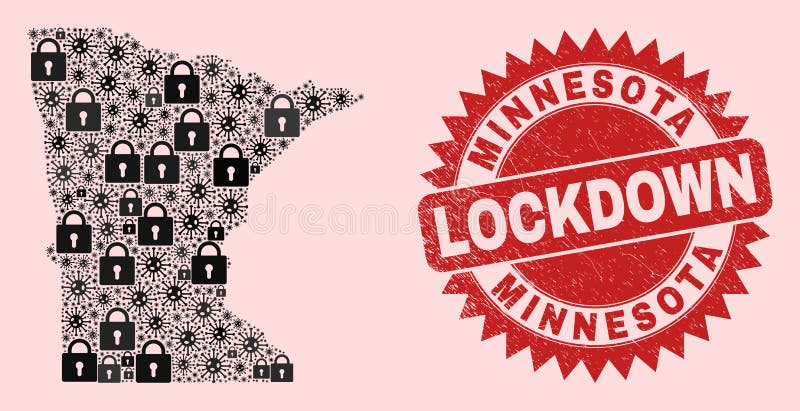 Minnesota State Map Composition of Locks and Viral Items and Scratched ...