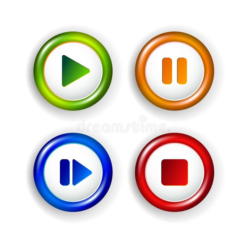 Vector Panel Elements - Play, Pause, Stop, Forward Stock Vector ...