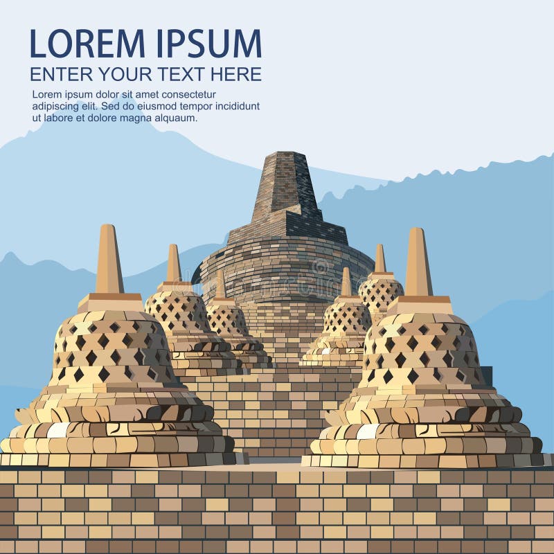 Vector Panoramic Design of Borobudur Temple Stock Illustration ...