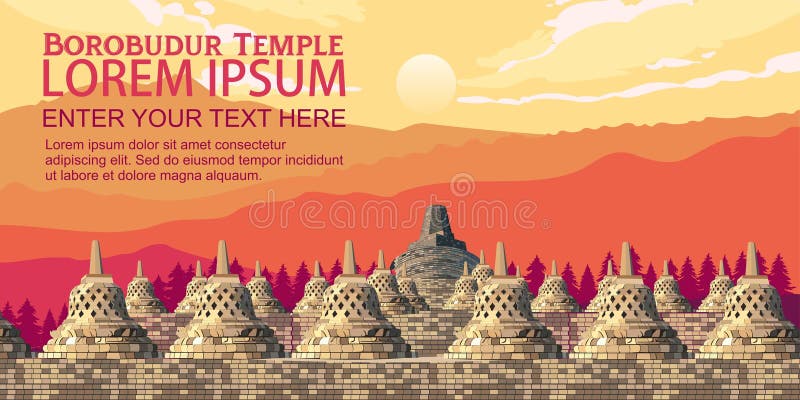 Vector Panoramic Design of Borobudur Temple Stock Illustration ...