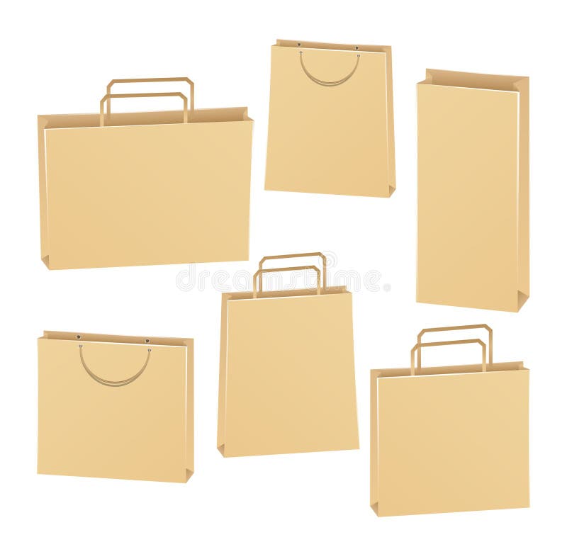 Shopping Bag Mockup. Paper Handle Plastic Paper Bag Vector Realistic ...