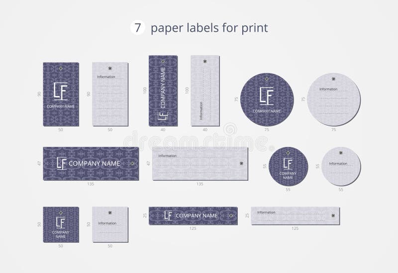 Vector Paper Clothing Labels for Print with Classical Blue Pattern ...