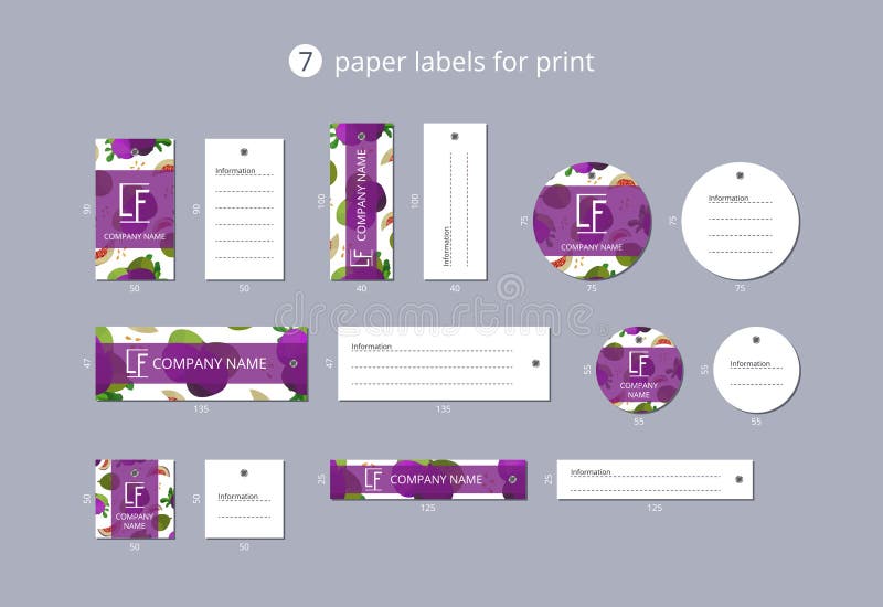 Vector Paper Clothing Labels for Print with Pattern Figs and Leaves ...