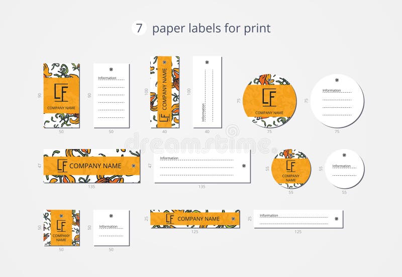 Vector Paper Clothing Labels for Print with Pattern Lilies Stock Vector ...
