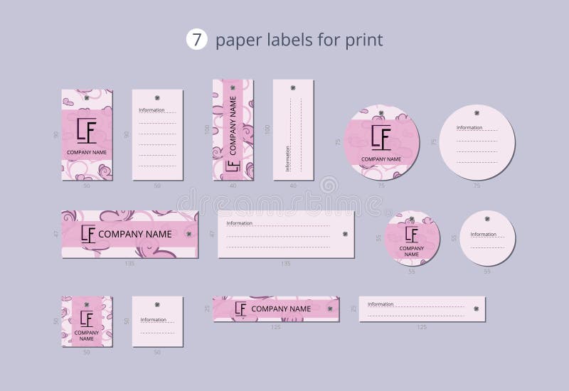 Vector Paper Clothing Labels for Print with Pattern Pink Butterfly ...