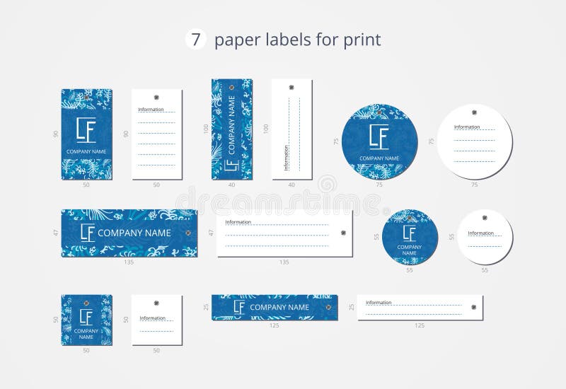 Vector Paper Clothing Labels for Print with Pattern Winter Sky Stock ...