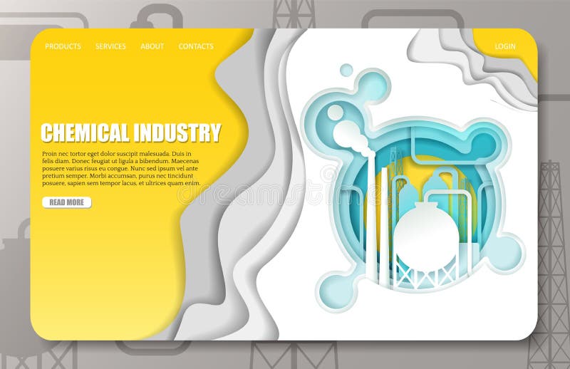 Vector Paper Cut Chemical Industry Landing Page Website Template Stock ... Vector Paper Cut Chemical Industry Landing Page Website Template Stock ...