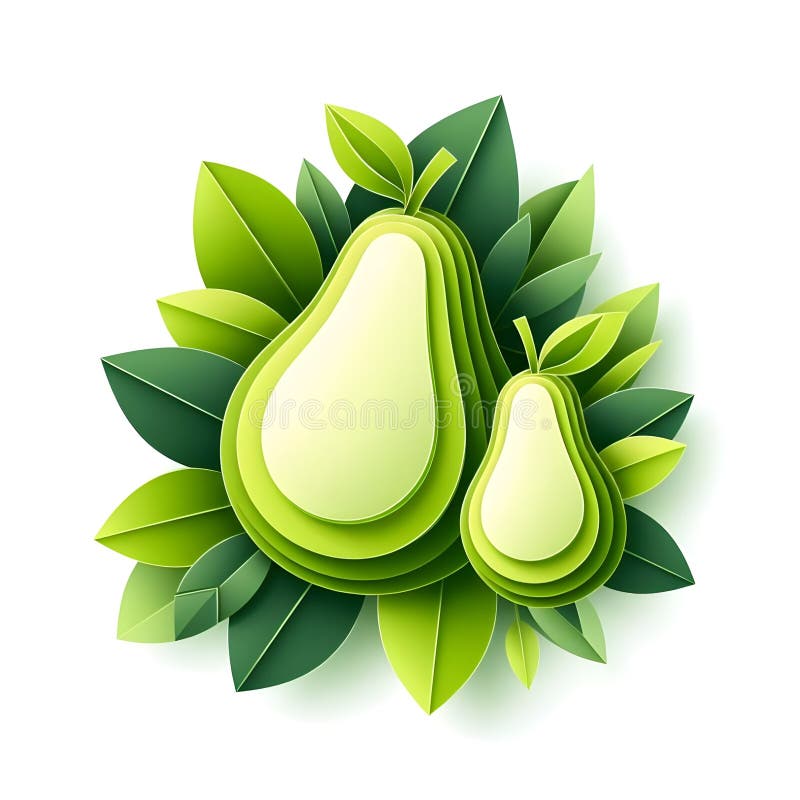 Vector Paper Cut Green Pear Fruit, Cut Shapes. 3D Stock Illustration ...
