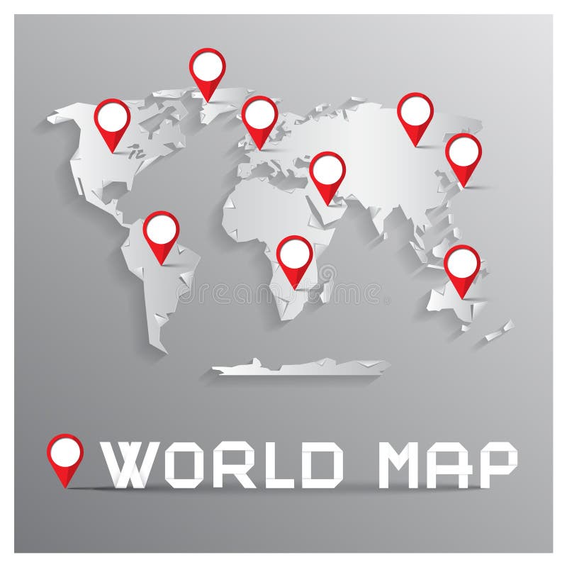 Vector Paper Cut World Map with Bent Corners Stock Vector ...