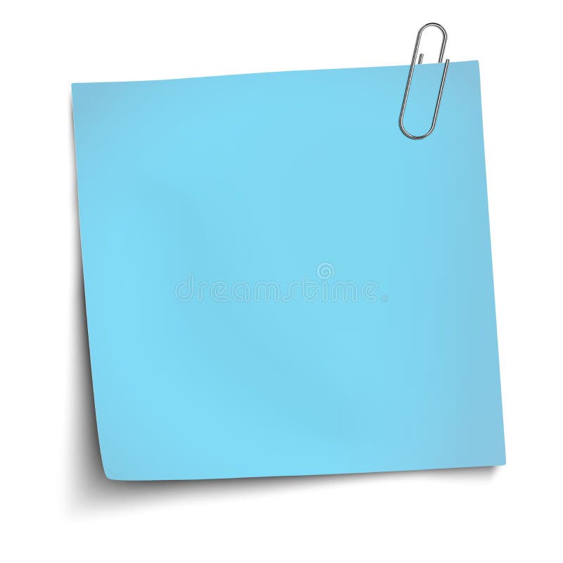 Vector Paper Mockup of Blue Note Attached by Metallic Paper Clip To ...