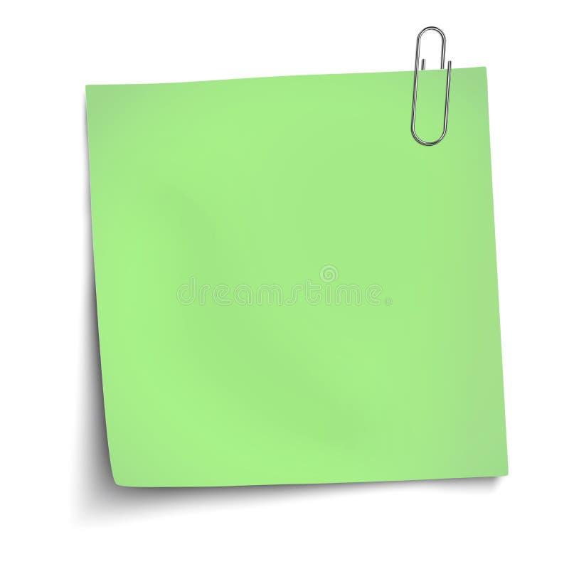 Vector Paper Mockup of Yellow Note Attached by Metallic Paper Clip ...