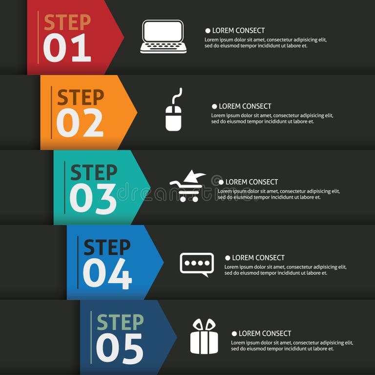 Vector Paper Progress Steps for Tutoria Stock Vector - Illustration of ...
