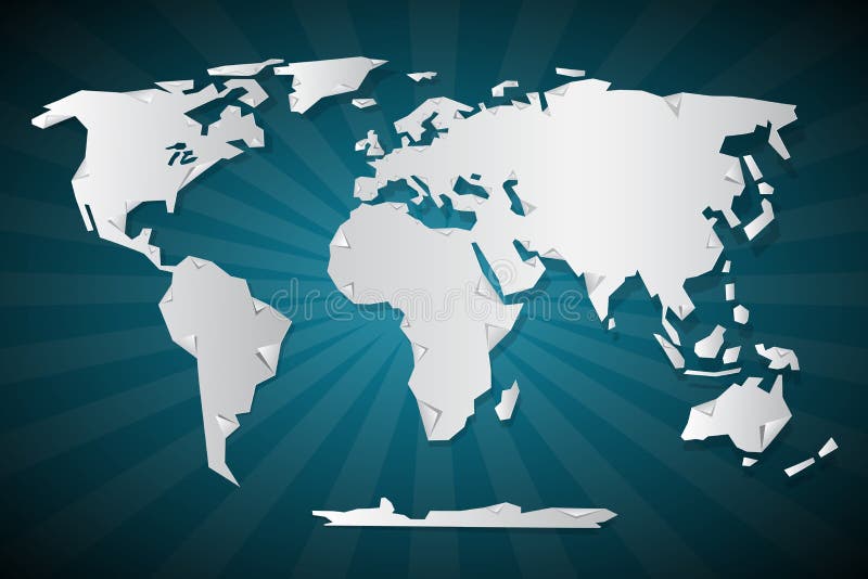 Vector Paper World Map Illustration Stock Vector - Illustration of ...