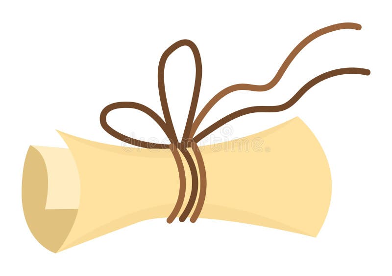 Vector Papyrus Scroll Tied with String. Ancient Parchment Paper Roll ...