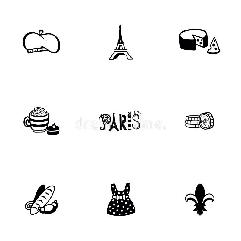 Vector Paris icon set stock vector. Illustration of france - 55019315
