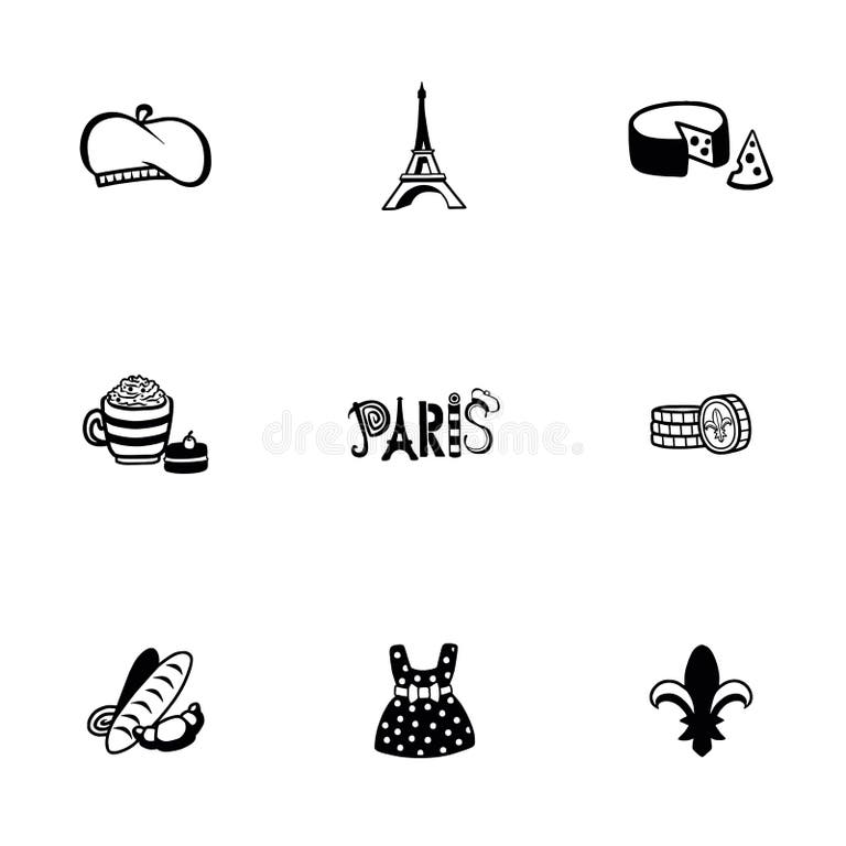 Vector Paris icon set stock vector. Illustration of france - 55019315