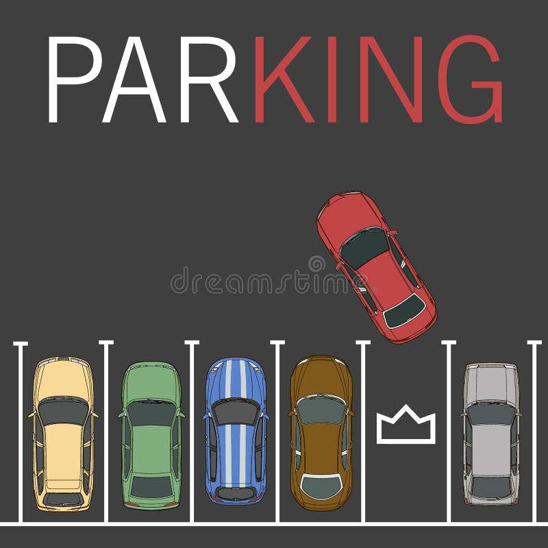 Vector Parking Lot Illustration. Car and Transportation, Auto Park ...