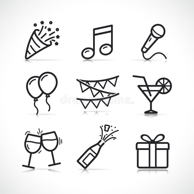 Vector Party Festive Icons Set Stock Vector - Illustration of line ...
