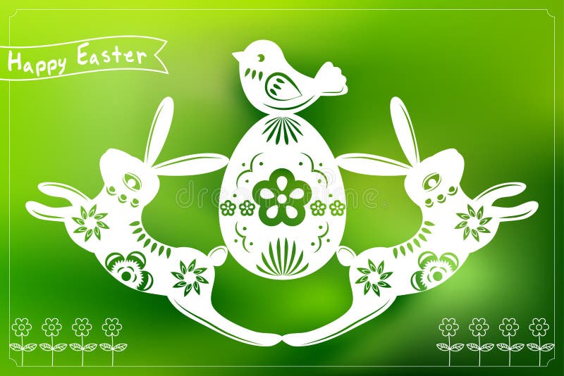 Vector: Pasen-kaart Met Konijndocument Knipsel Stock Illustratie ...