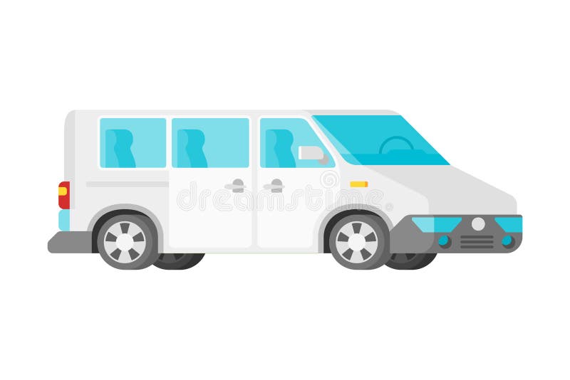 Vector Passenger Mini Van in Flat Style Stock Vector - Illustration of ...