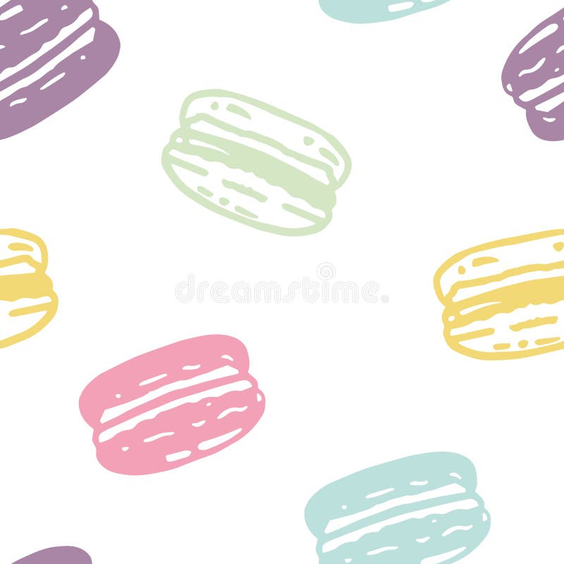 Vector Pastel Colored French Macarons on White Seamless Pattern ...