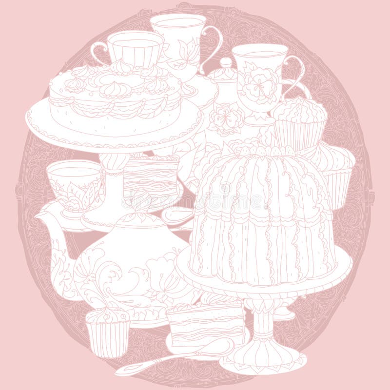 Vector Pastel Floral Tea Time Stock Vector - Illustration of floral ...