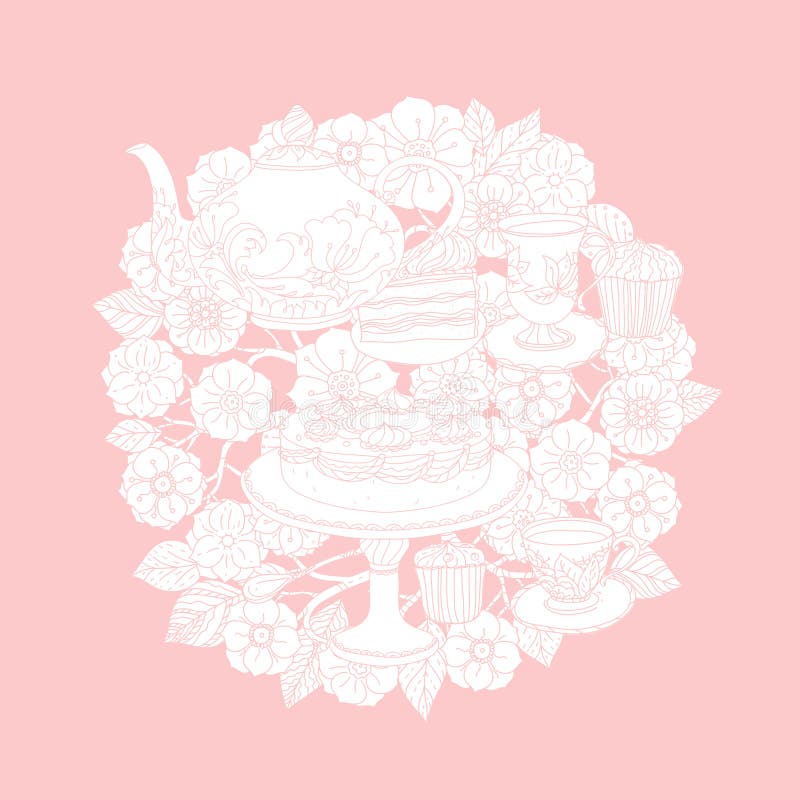 Vector Pastel Floral Tea Time Stock Vector - Illustration of graceful ...