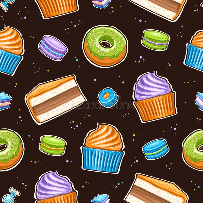 Vector Pastry Seamless Pattern Stock Vector - Illustration of green ...
