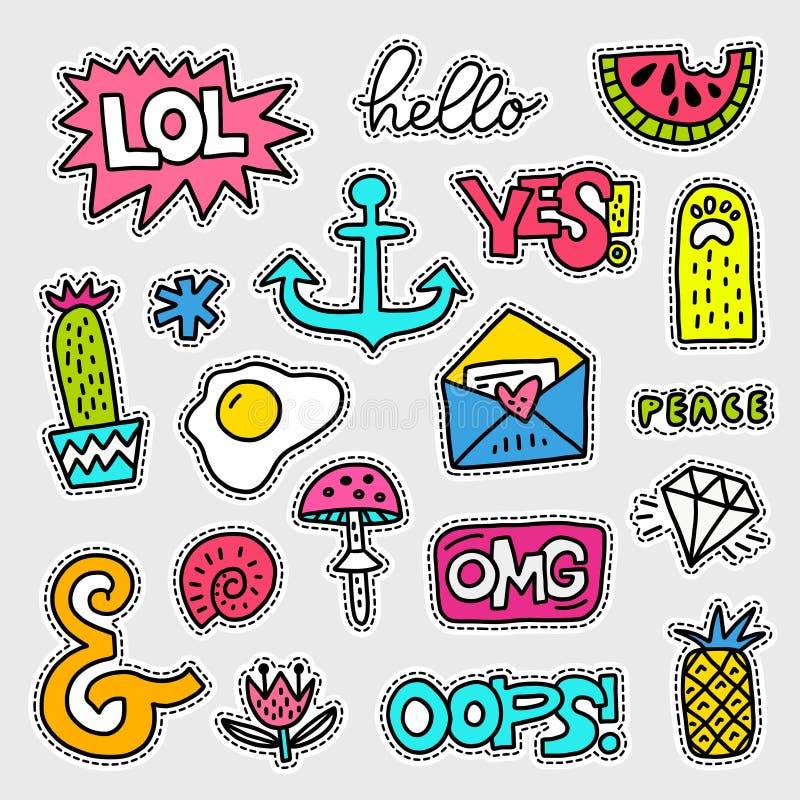 Vector Patch Collection stock vector. Illustration of fashion - 98118224