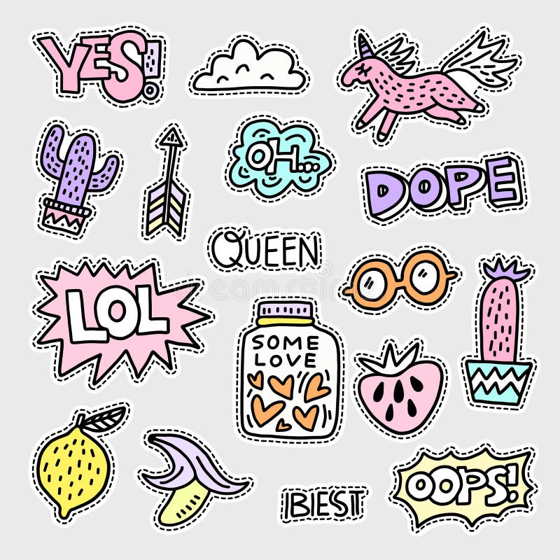 Vector Patch Collection stock vector. Illustration of cute - 98118885