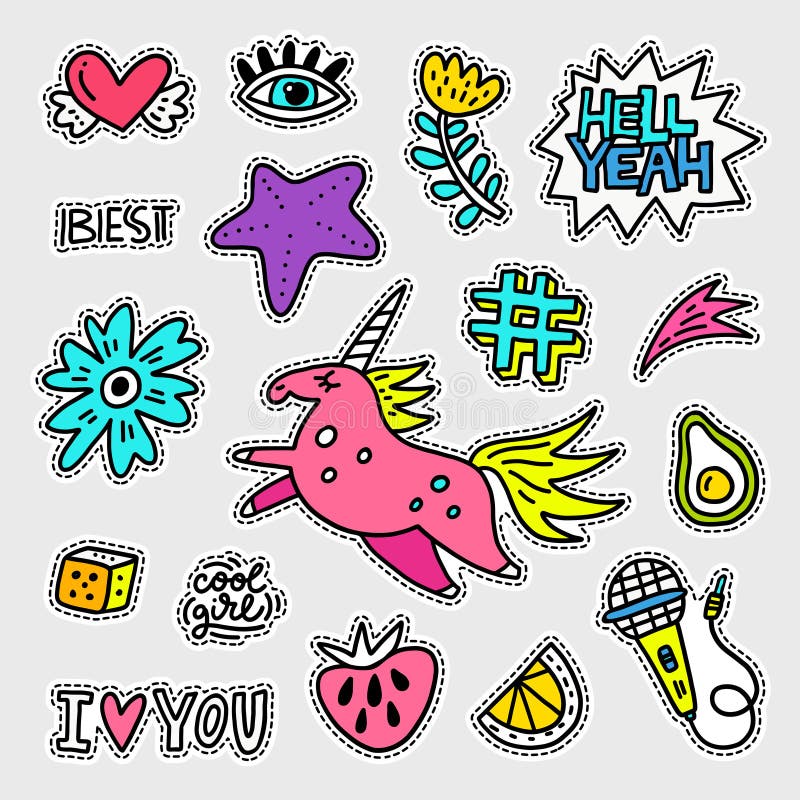 Vector Patch Collection stock vector. Illustration of heart - 98118212