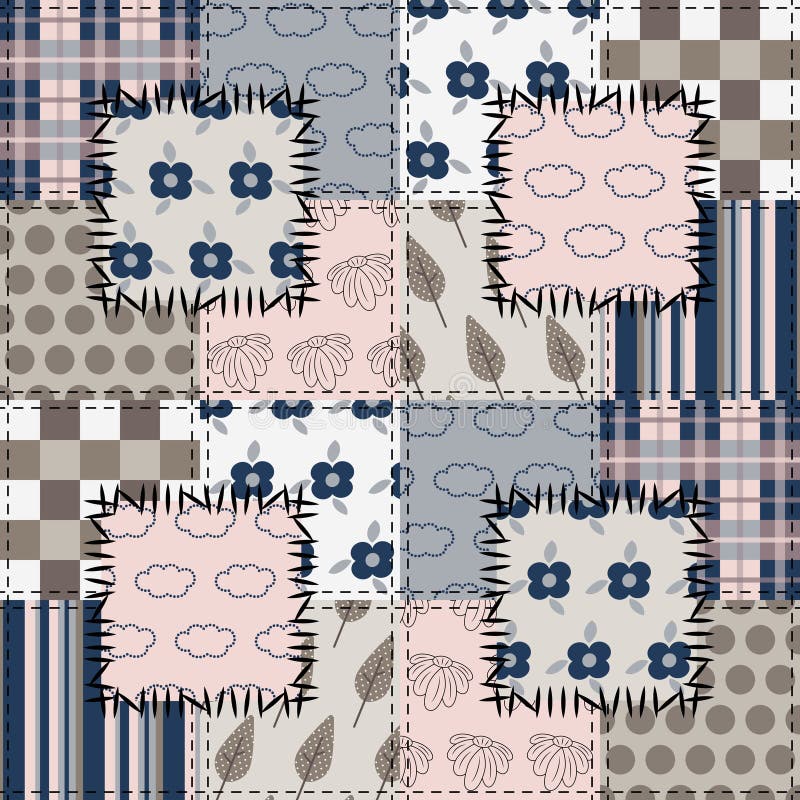 Vector Patchwork Background with Different Patterns Stock Vector ...