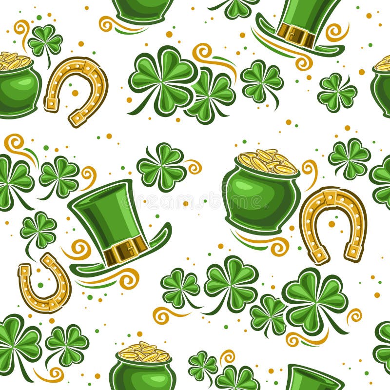 Vector Patrick`s Day Seamless Pattern Stock Vector Illustration Of