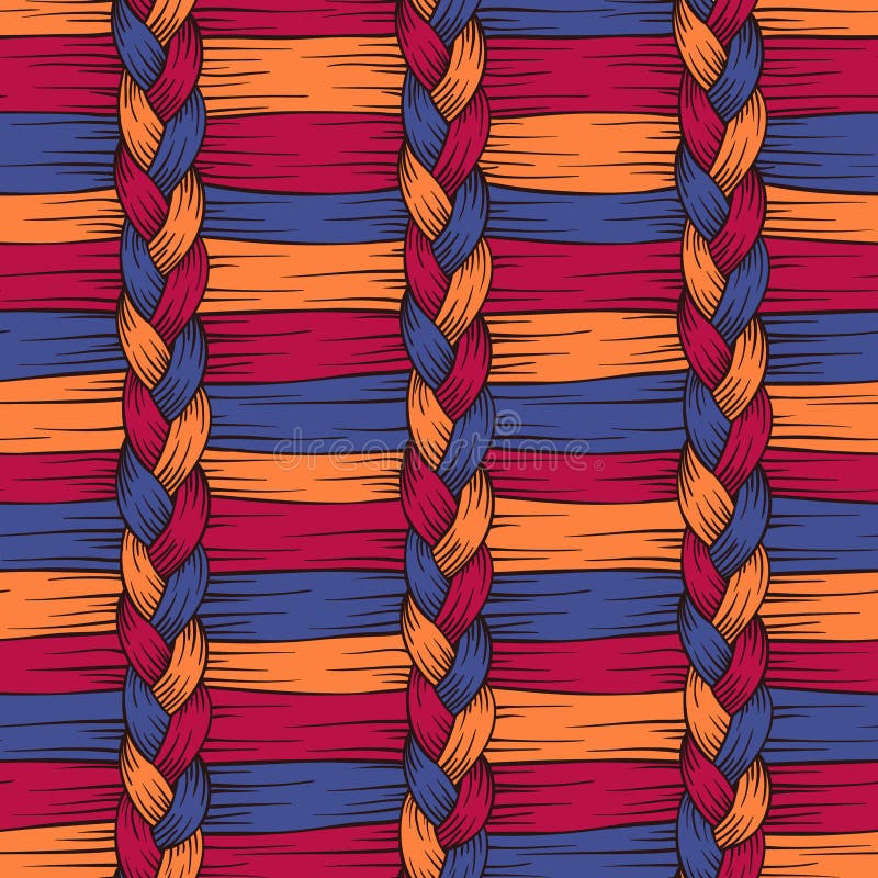 Hair Braid Seamless Pattern Stock Vector - Illustration of hair, braid ...