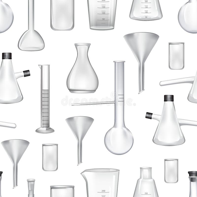 Vector Pattern Background Illustration with Chemical Laboratory Glass ...