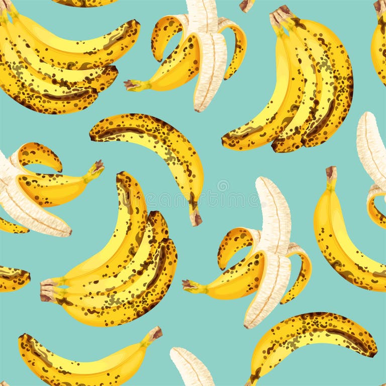 Vector Pattern of Bananas on a Blue Background Stock Vector ...