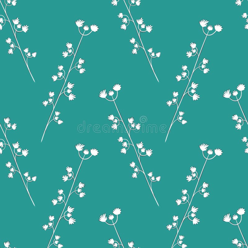 Vector Pattern with Blades of Grass, Spring Herbs, Twigs with Leaves in ...