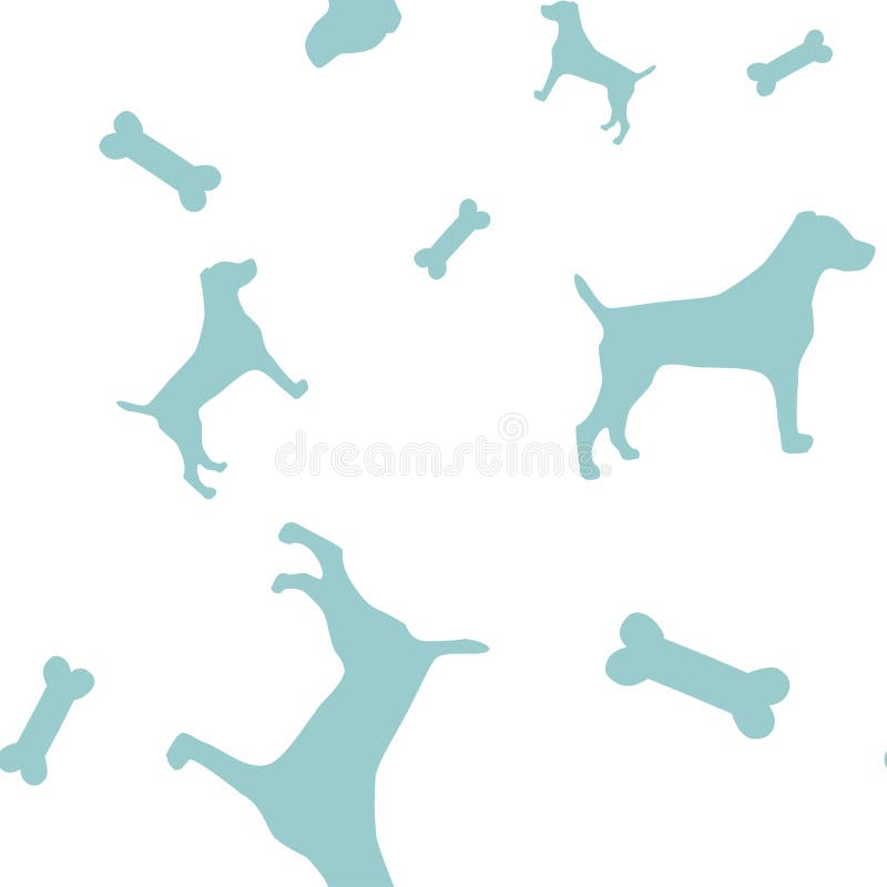 Vector Pattern with Blue Dogs and Bones Stock Vector - Illustration of ...