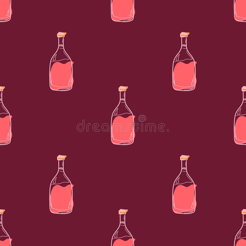 Vector Pattern with Bottles of Red Wine on a Colored Background in ...