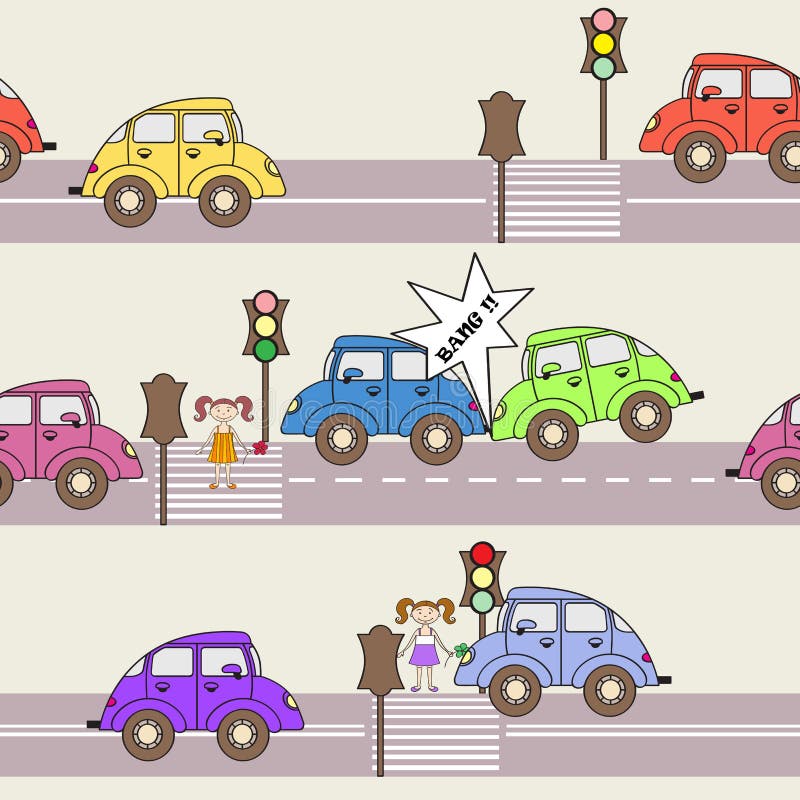 Vector Pattern with Cars and Traffic Stock Vector - Illustration of ...