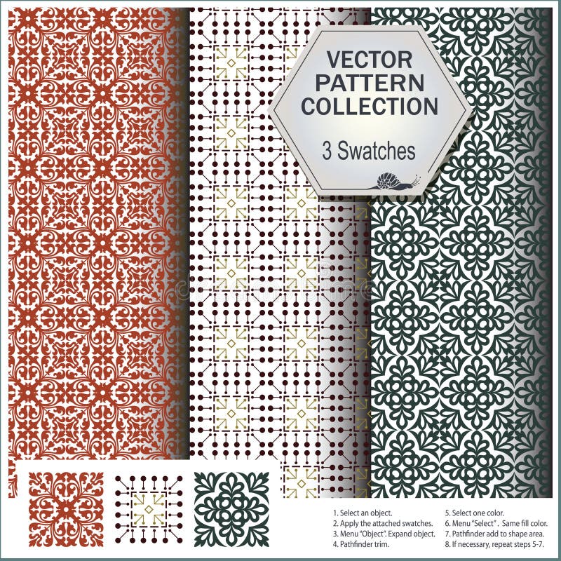 Vector Pattern Collection that Includes 3 Swatches Stock Vector ...