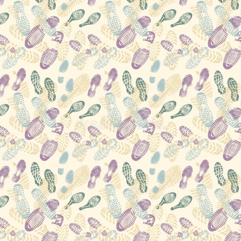 Pattern Footprints Vector Seamless Pattern on Beige Background Stock ...