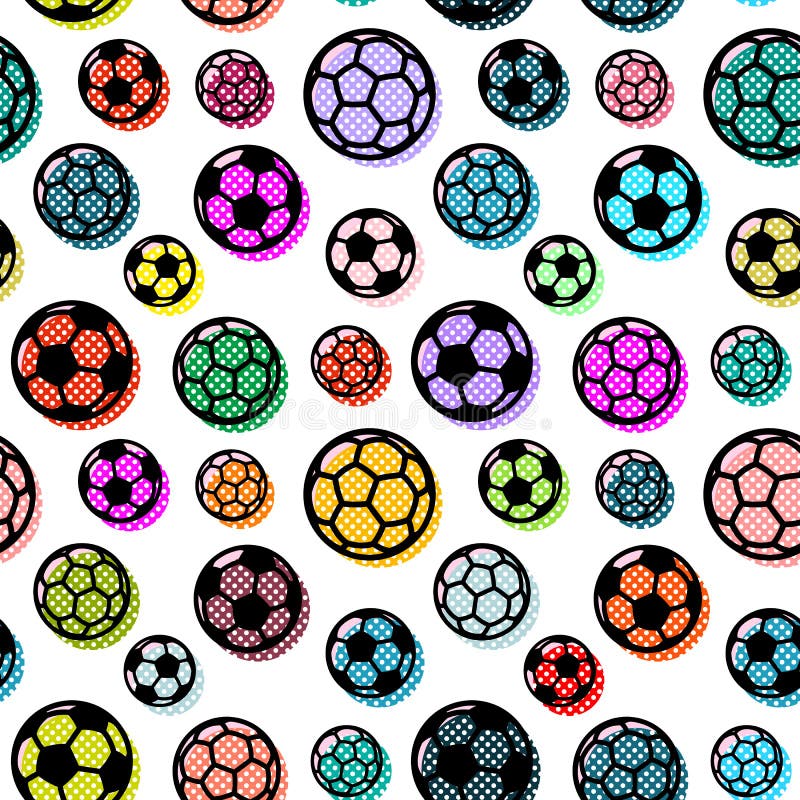 Vector Pattern with Colorful Soccer Balls Stock Vector - Illustration ...