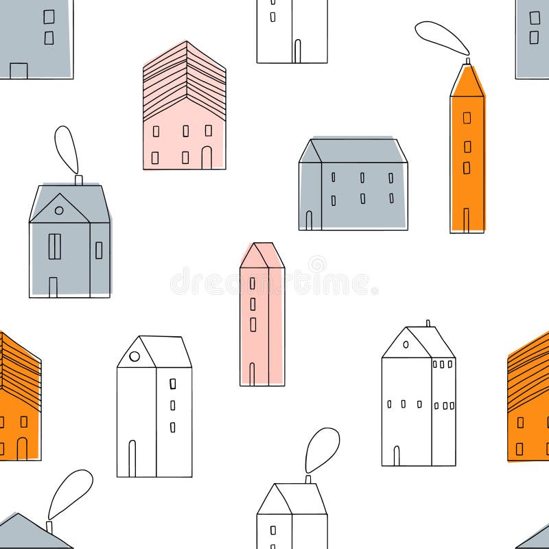 Vector Hand-drawn Colored Seamless Repeating Childish Simple Pattern ...