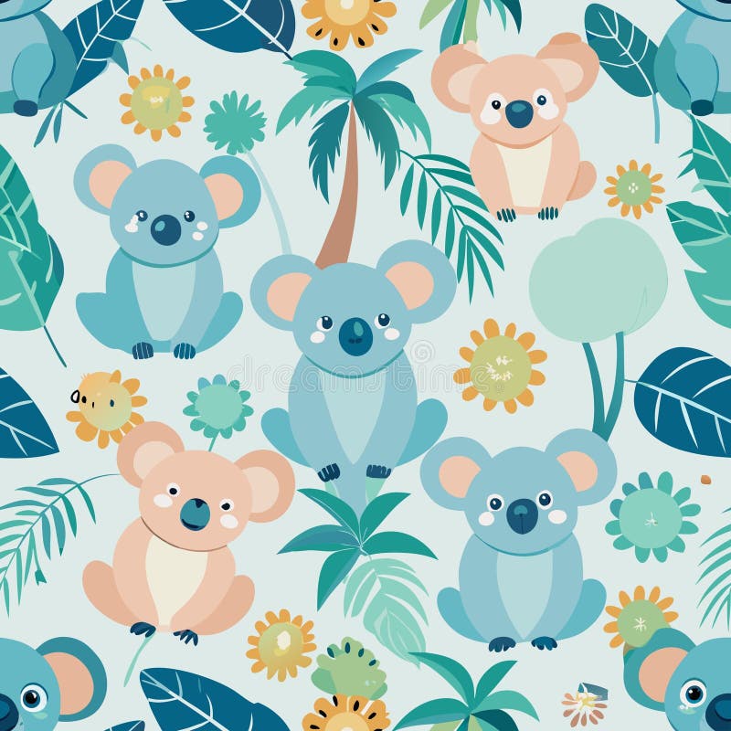 Vector Pattern of Cute Koala,for Baby Room Wallpaper, or Baby Related ...