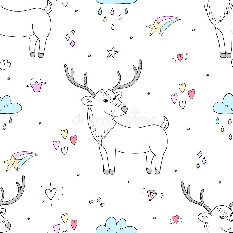Vector Pattern with Deer. Printable Templates. Stock Vector ...