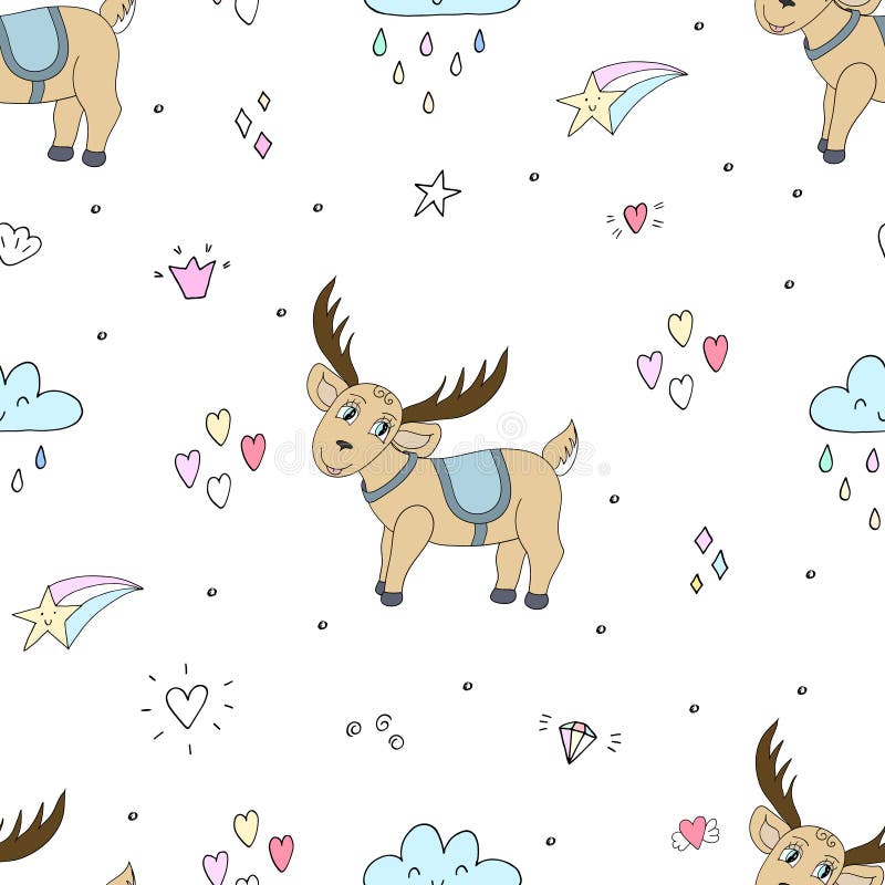 Vector Pattern with Deer. Printable Templates. Stock Vector ...